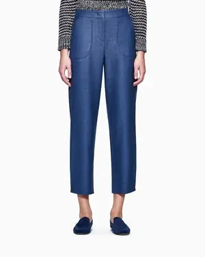 Giorgio Armani Straight-leg Silk And Wool Trousers - Blue