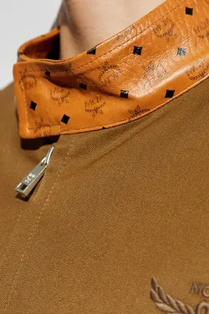 Mcm Wool Bomber Jacket With Logo - Brown