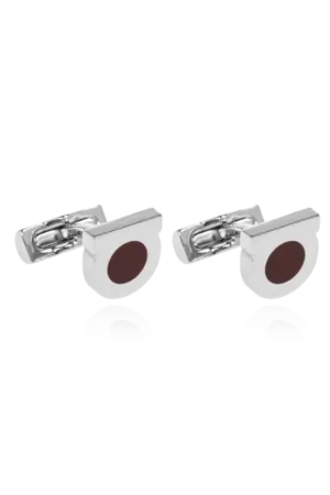 FERRAGAMO Cufflinks In The Shape Of A Logo - Silver