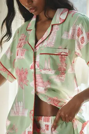KATIE KIME City Toile Pajama Short Set - Florida
