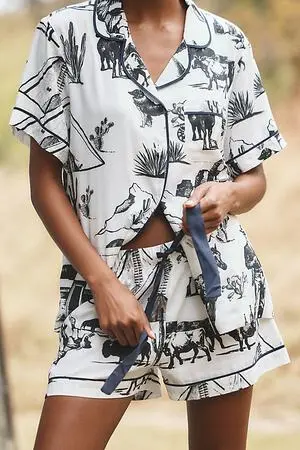 KATIE KIME City Toile Pajama Short Set