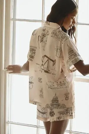 KATIE KIME City Toile Pajama Short Set - Texas