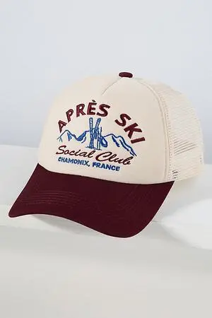 WORN/WEST Trucker Hat - Cream/maroon Apres Ski