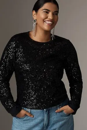 Sanctuary Plus Long-sleeve Sparkle Top - Black