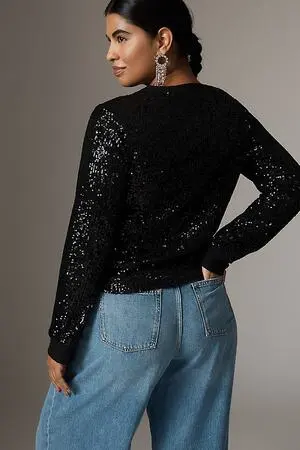 Sanctuary Plus Long-sleeve Sparkle Top - Black