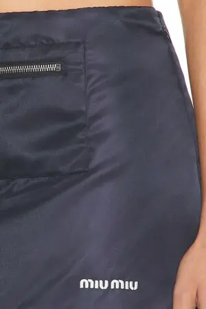 Miu Miu Nylon Gazare Pile Skirt - Bleu