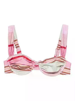 Faithfull The Brand Sol Striped Ruched Bikini Top - Pink