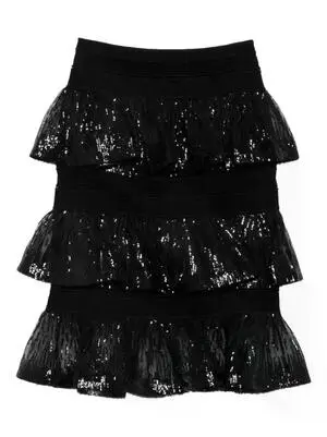 Elie Saab Sequin Ruffled Midi Skirt