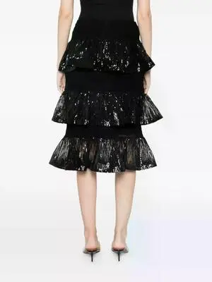 Elie Saab Sequin Ruffled Midi Skirt