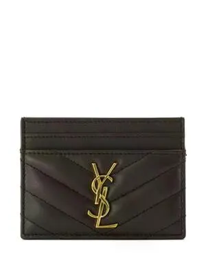 Saint Laurent Cassandre Matelassé Leather Cardholder - Brown