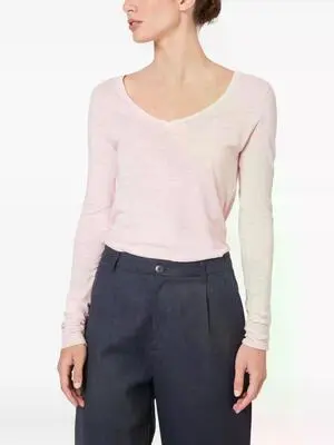 American Vintage Jacksonville Long-sleeve V-neck T-shirt - Pink