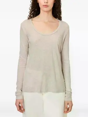 American Vintage Long-sleeved Scoop-neck T-shirt - Neutrals