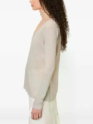 American Vintage Long-sleeved Scoop-neck T-shirt - Neutrals