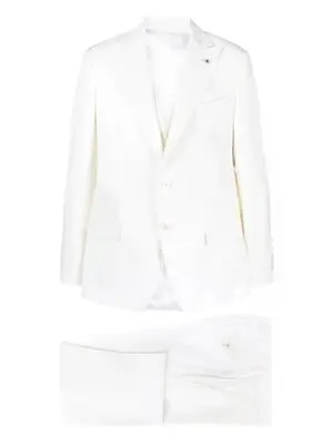 LARDINI Three-piece Wool Suit - White