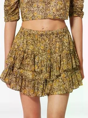 MARANT ETOILE Jocadia Floral Ruffled Shorts - Brown