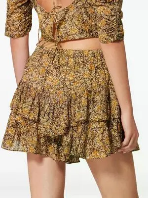 MARANT ETOILE Jocadia Floral Ruffled Shorts - Brown