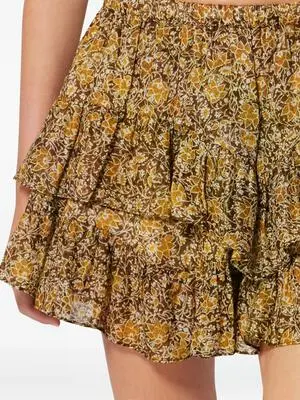 MARANT ETOILE Jocadia Floral Ruffled Shorts - Brown