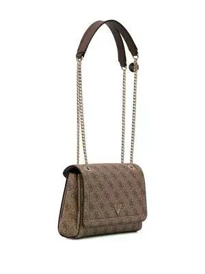 Guess Monogram Chain Satchel - Brown