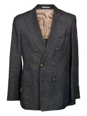 Brunello Cucinelli Double-breasted Button Blazer - Grey