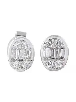 LB EXCLUSIVE 14k White Gold Diamond Oval Stud Earrings