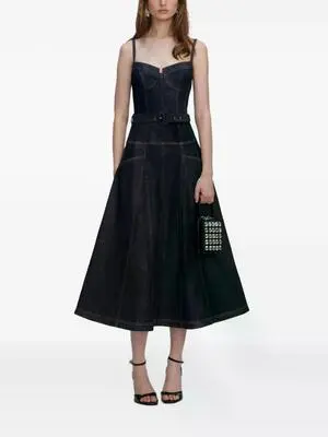SELF-PORTRAIT Belted Panelled Dress - Blue