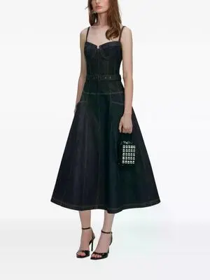 SELF-PORTRAIT Belted Panelled Dress - Blue