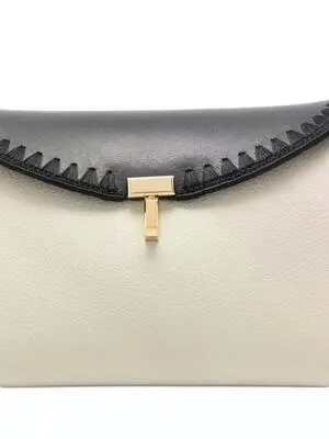 TOTEME T-lock Embroidered Leather Clutch - Neutrals