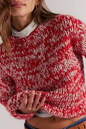 Free People Rosemary Pullover - Scarlet Mint Combo