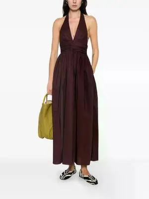Matteau Halter Plunge Midi Dress - Purple