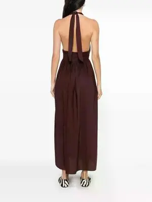 Matteau Halter Plunge Midi Dress - Purple