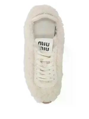 Miu Miu Shearling Lace-up Sneakers