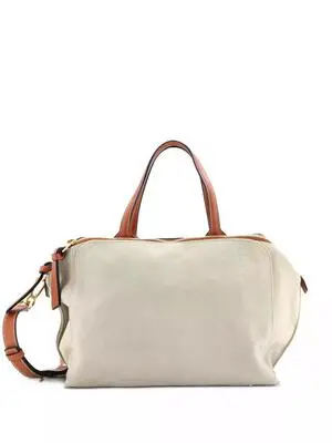 Loewe Double Zip Canvas And Leather Shoulder Bag