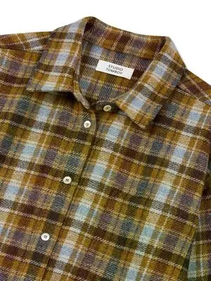 STUDIO TOMBOY Checkered Wool Shirt - Brown