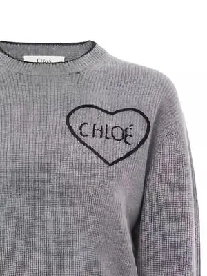 Chloé Heart-appliqué Sweater - Grey