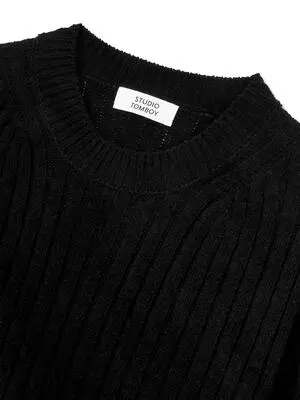 STUDIO TOMBOY Ribbed Round-neck Sweater - Black