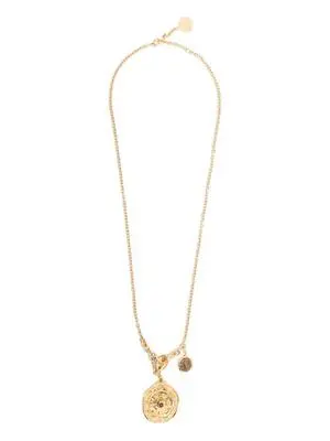Chloé Coin Jasper Gem Charm Necklace - Gold
