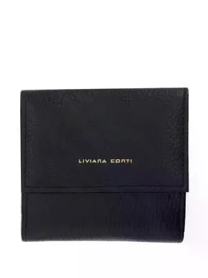 Liviana Conti Small Grained Flap Wallet - Black