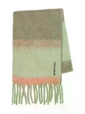 Bimba Y Lola Striped Fringed Scarf - Green