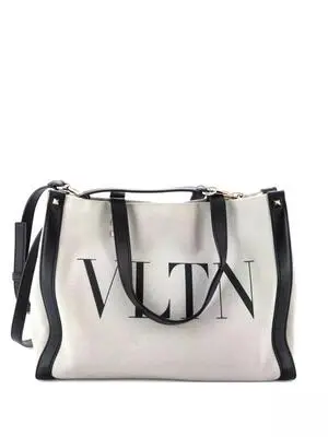 Valentino Garavani Grande Plage Vltn Canvas Small Tote Bag - Black