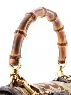 Gucci Bamboo 1947 Top Handle Bag Jumbo Gg Canvas Small Satchel - Brown