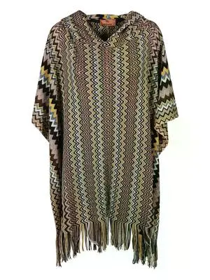 Missoni Hooded Fringed Poncho - Brown