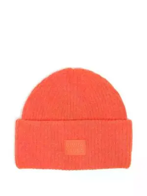 Bimba Y Lola Logo Patch Ribbed Beanie - Orange