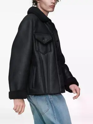MAISON MARGIELA Waxed Shearling Jacket - Black