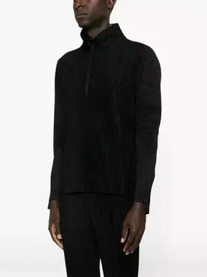 Issey Miyake Pleated Zip Top - Black