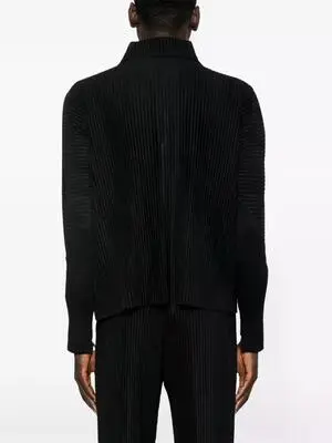 Issey Miyake Pleated Zip Top - Black