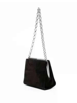 Bottega Veneta 20th Century Suede Frame Clutch With Chain - Brown