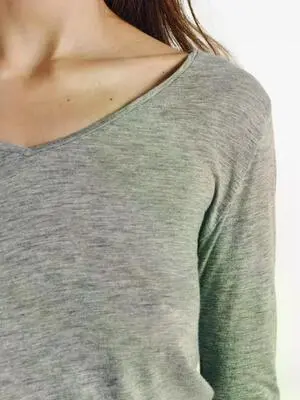 American Vintage Jacksonville V-neck Long-sleeved T-shirt - Grey