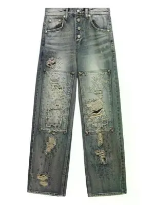 THUG CLUB Distressed Studded Jeans