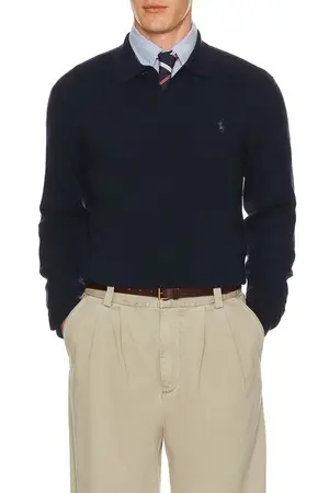 Polo Ralph Lauren Lux Merino Johnny Collar Sweater - Hunter Navy