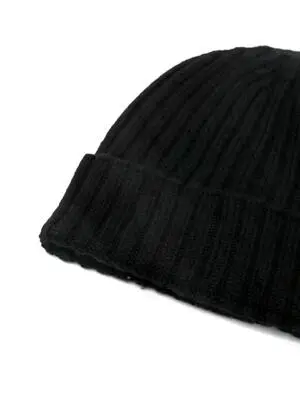 DELL'OGLIO Ribbed Knit Beanie - Black